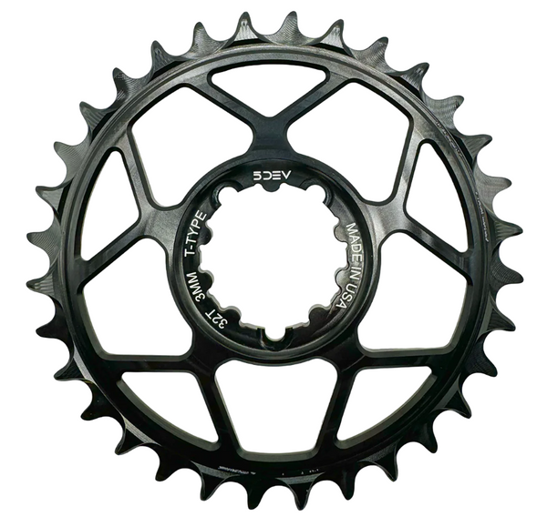 5Dev T-Type Aluminum Chainring, Black, Sram 3 Bolt, 32 Tooth, 3mm ...