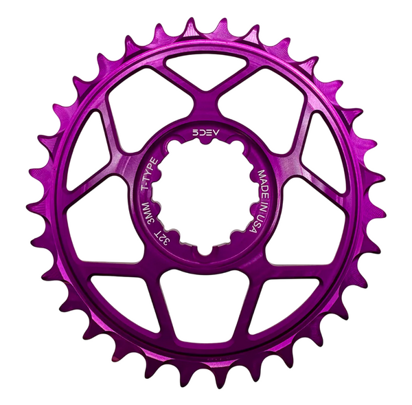5Dev T-Type Aluminum Chainring, Purple, Sram 8 Bolt, 32 Tooth, 3mm ...