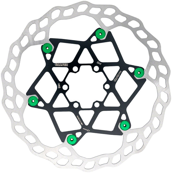 Galfer Floating Wave Disc Brake Rotor - 180mm x 2.0mm, 6-Bolt, Green ...