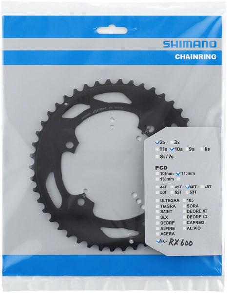 Shimano FC-RX600-10 Chainring - 46t, 110 BCD, For 2x10, Black ...