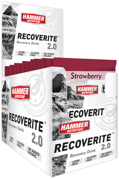 Hammer Nutrition Recoverite 2.0 Recovery Drink - Strawberry, 12 Single ...