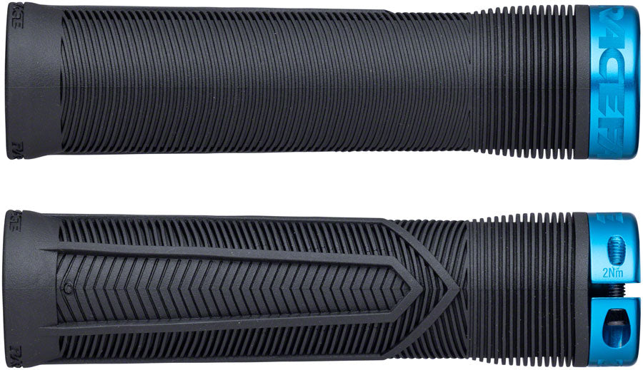 RaceFace Chester Grips - Lock-On, Black/Turquoise, 34mm Grip ...