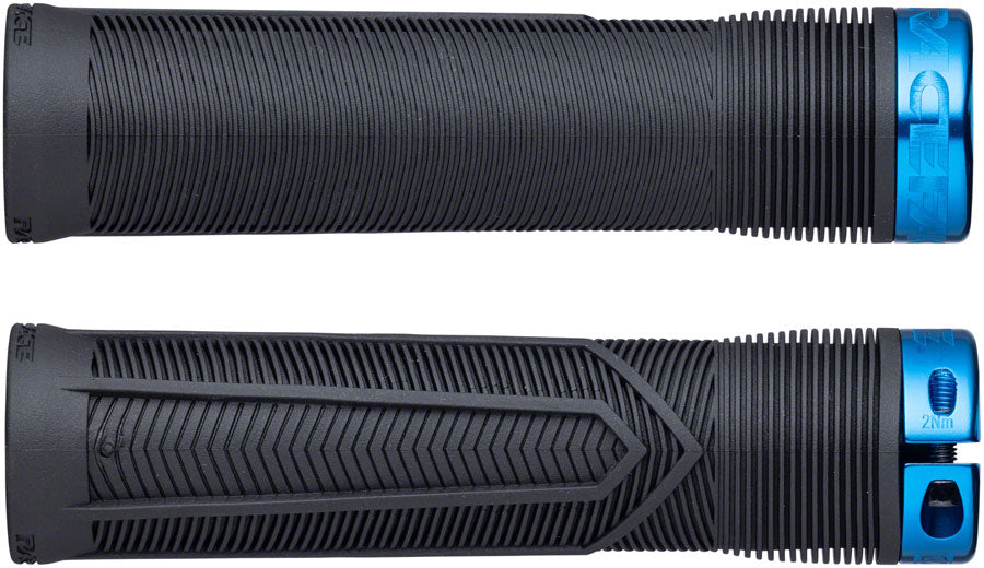 RaceFace Chester Grips - Lock-On, Black/Blue, 34mm Grip 821973472676 ...