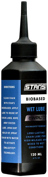 Stan's Biobased Wet Chain Lube, 120ml Lubricant 847746066095 ...