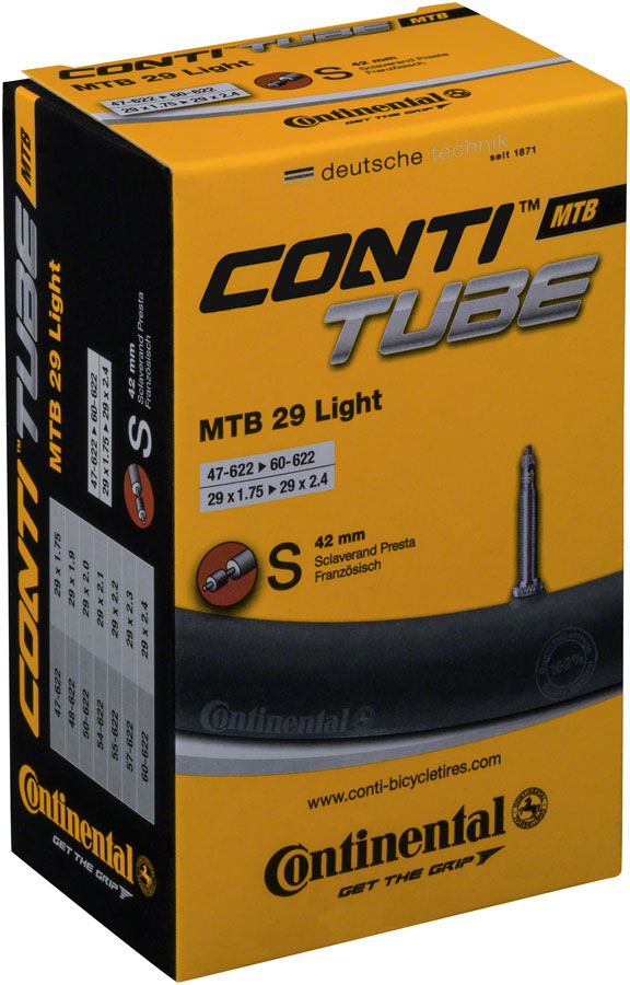 Continental Light Tube - 29 x 1.75 - 2.5, 42mm Presta Valve Tubes ISO ...