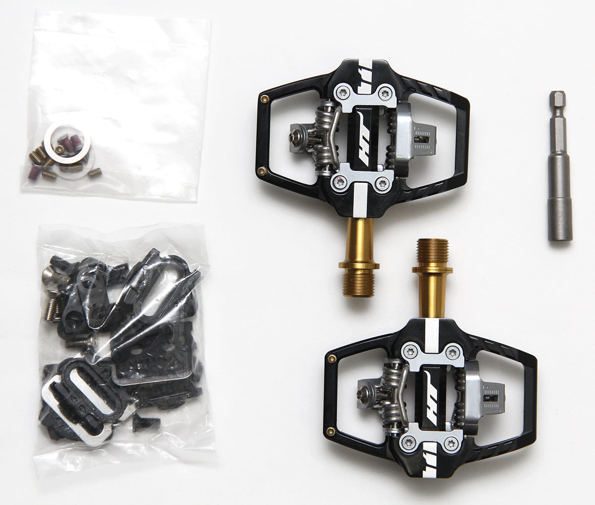 HT Components T1 Trail Pedals - Ti - Black Clipless with Cleats Pedals ...